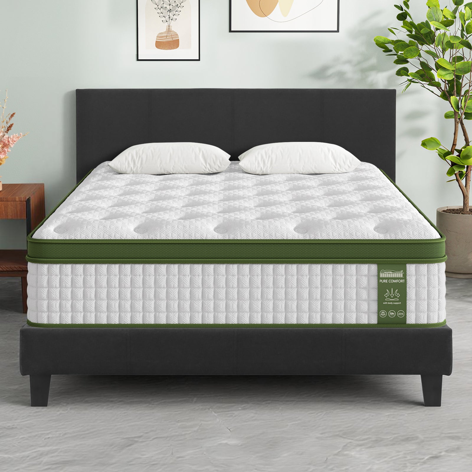 Artiss BedStory Queen Bed Frame Mattress Set Platform Upholstered Hybr
