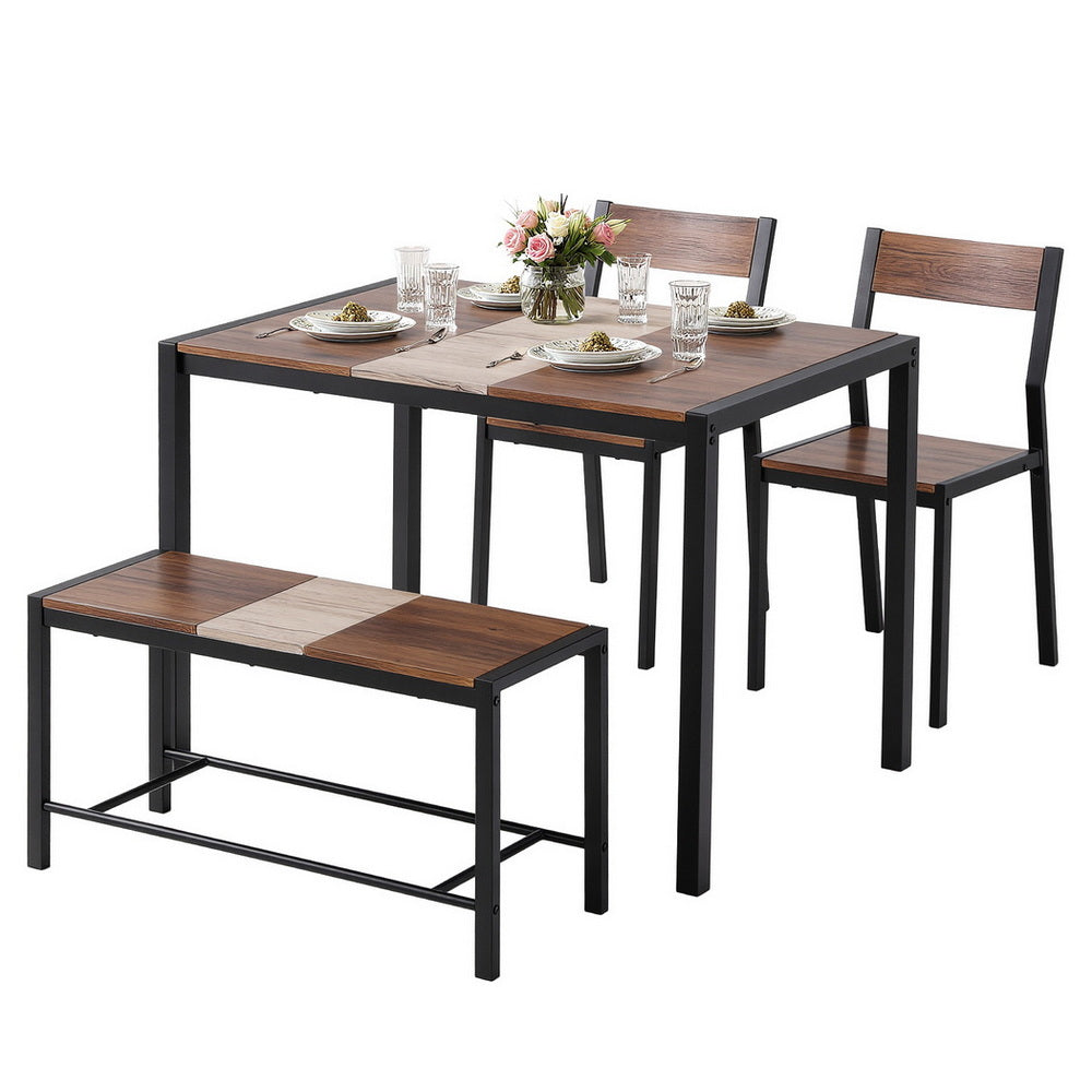 Artiss Dining Table and Chairs Set of 4 Bench Kitchen Furniture Rustic