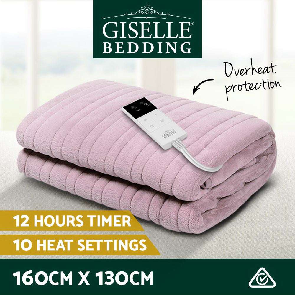 Giselle Electric Throw Rug Heated Blanket Fleece Pink – Bedworld