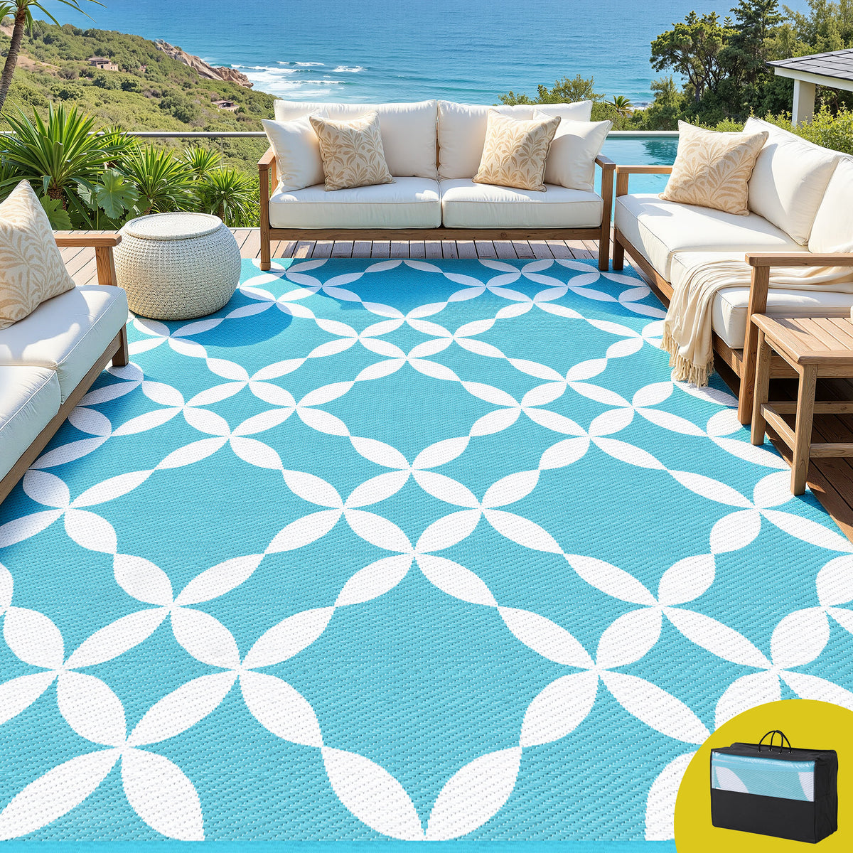 Gardeon Outdoor Rugs 274x366cm Large Carpet Reversible Area Mat PP Dua