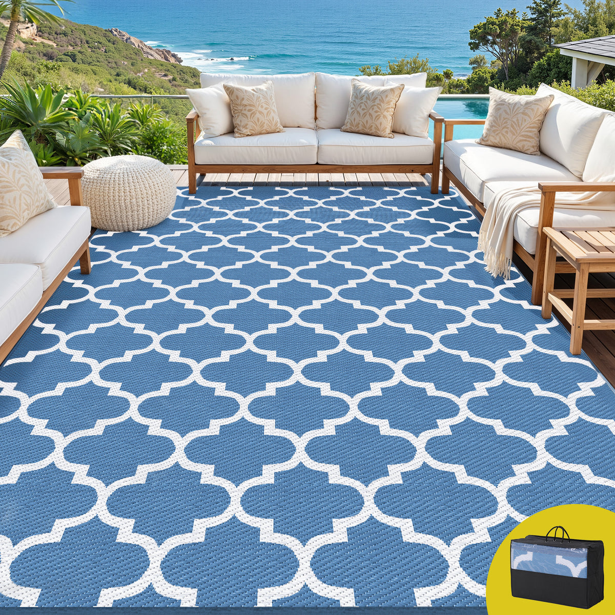 Gardeon Outdoor Rugs 274x366cm Large Carpet Reversible Area Mat PP Dua