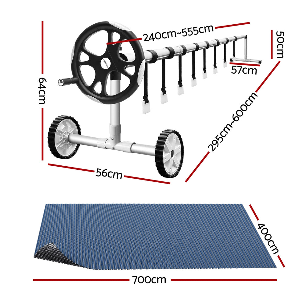 Aqua Buddy Pool Cover 600 Micron 7x4m w/ Roller 5.55m Swimming Pools B