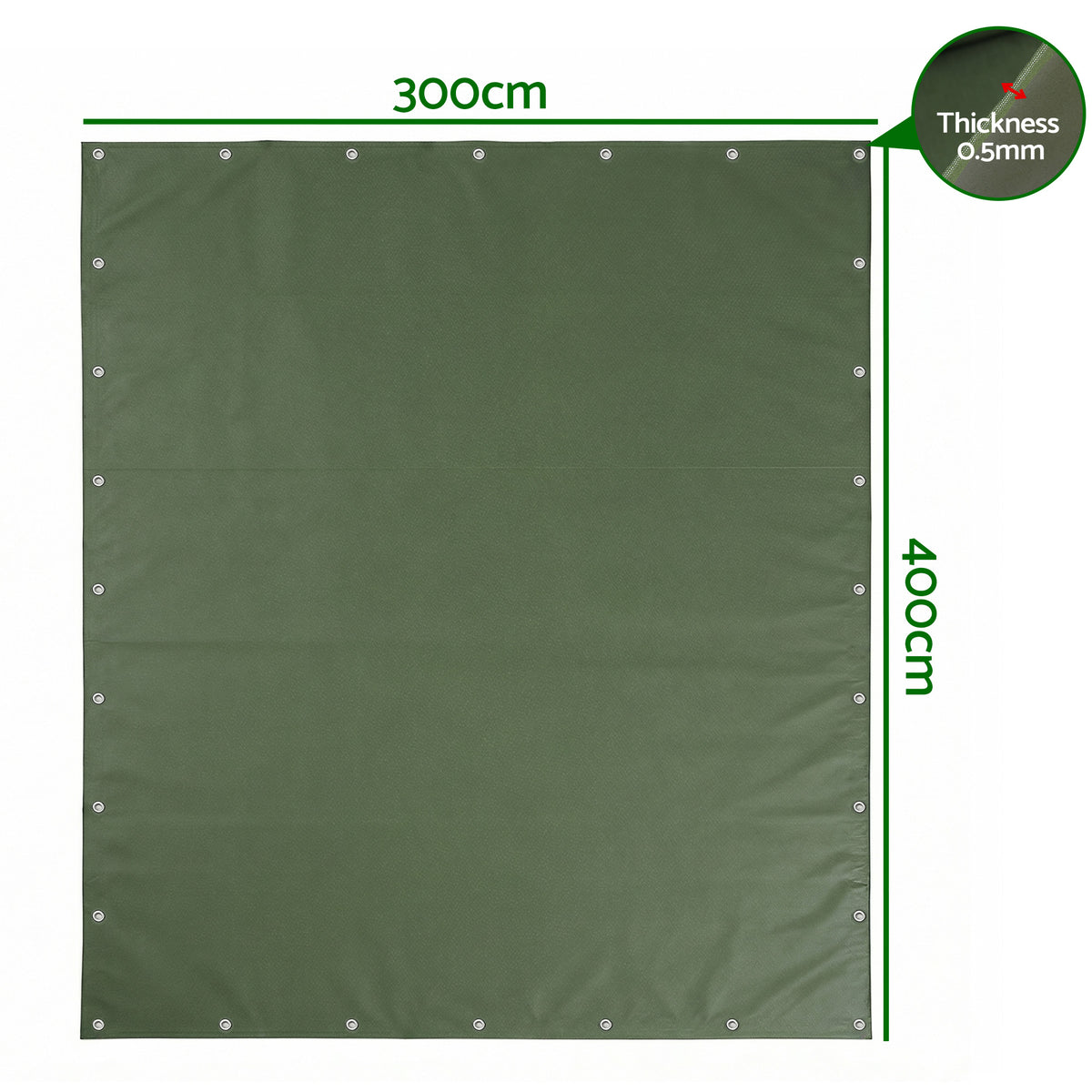 Instahut 3x4m Tarp Tarpaulin 600GSM Camping Canvas Heavy Duty Water Re