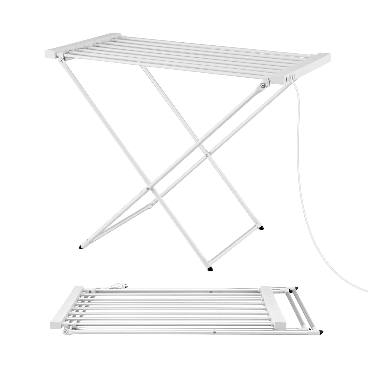 Devanti Heated Towel Rail Electric Clothes Airer Foldable Drying Rack