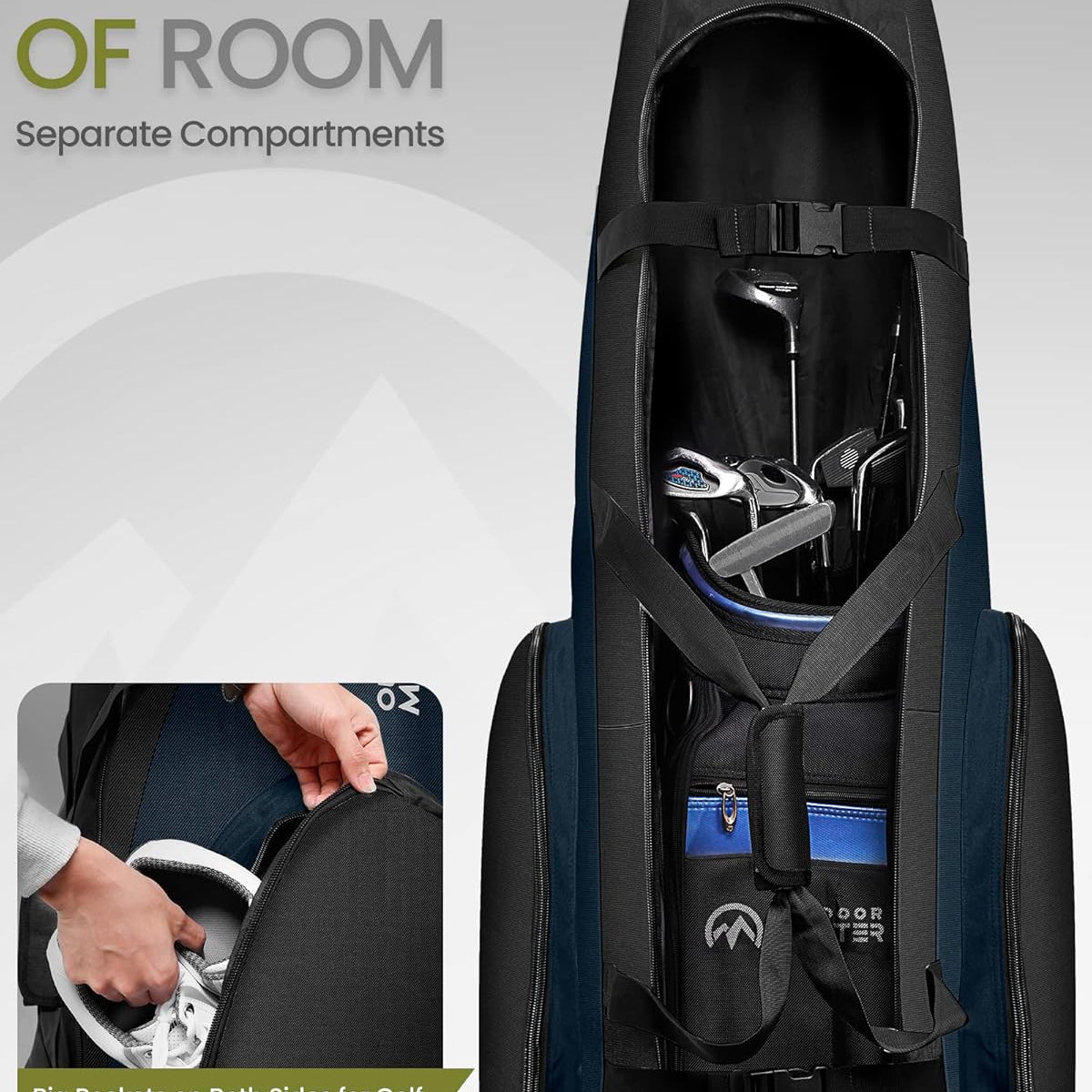 OutdoorMaster Padded Golf Club Travel Bag with Wheels, 900D Heavy Duty