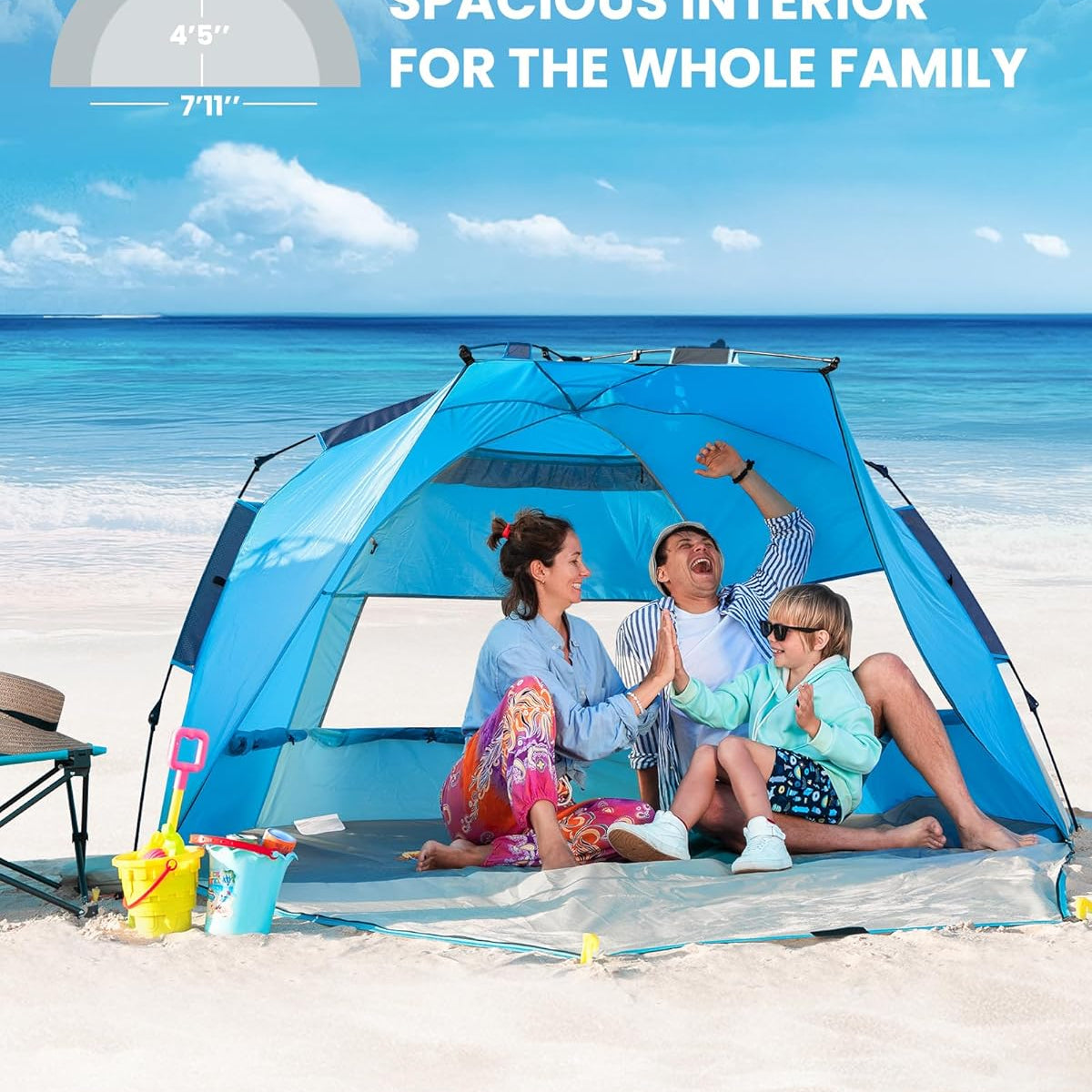 OutdoorMaster Pop Up 3-4 Person Beach Tent X-Large - Easy Setup, Porta