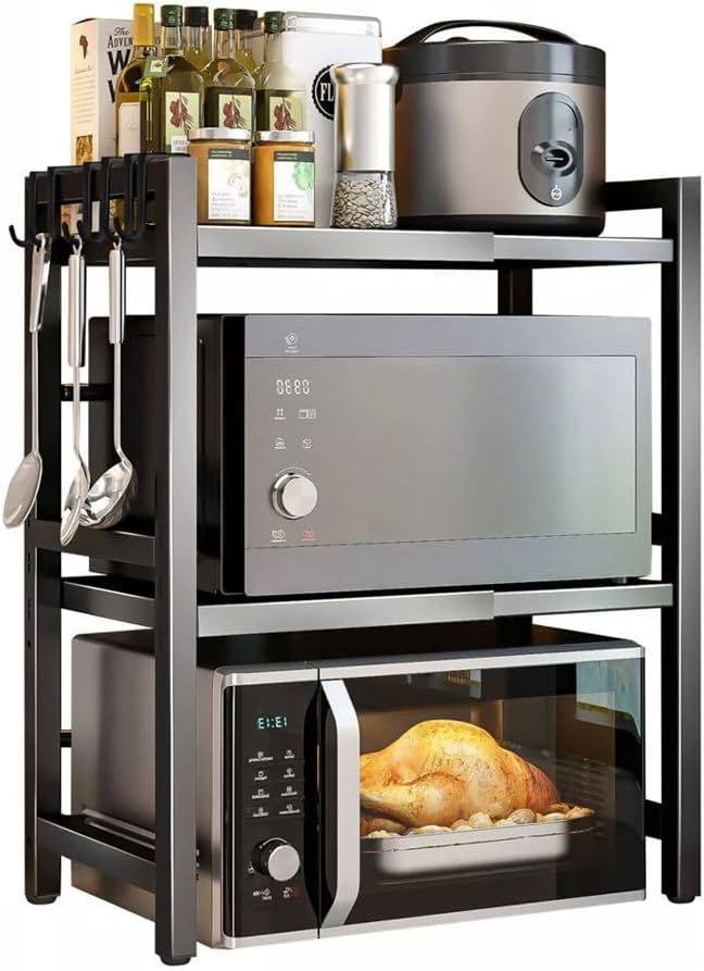 CARLA HOME 3-Tier Microwave Oven Rack with Adjustable Metal Kitchen Sh
