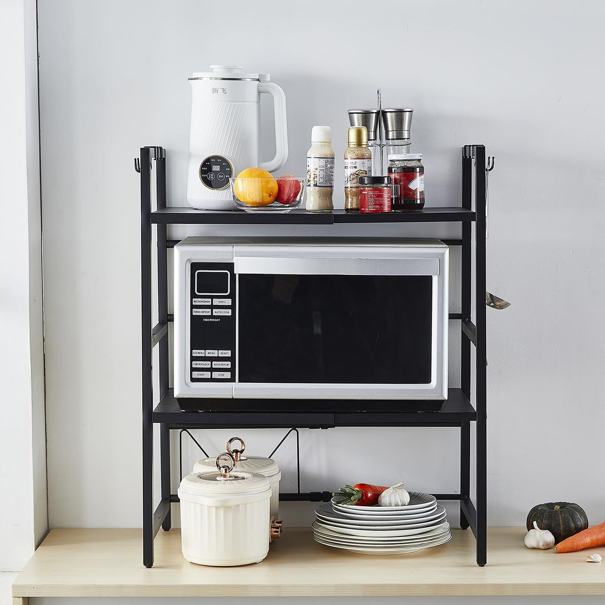CARLA HOME 3-Tier Microwave Oven Rack with Adjustable Metal Kitchen Sh