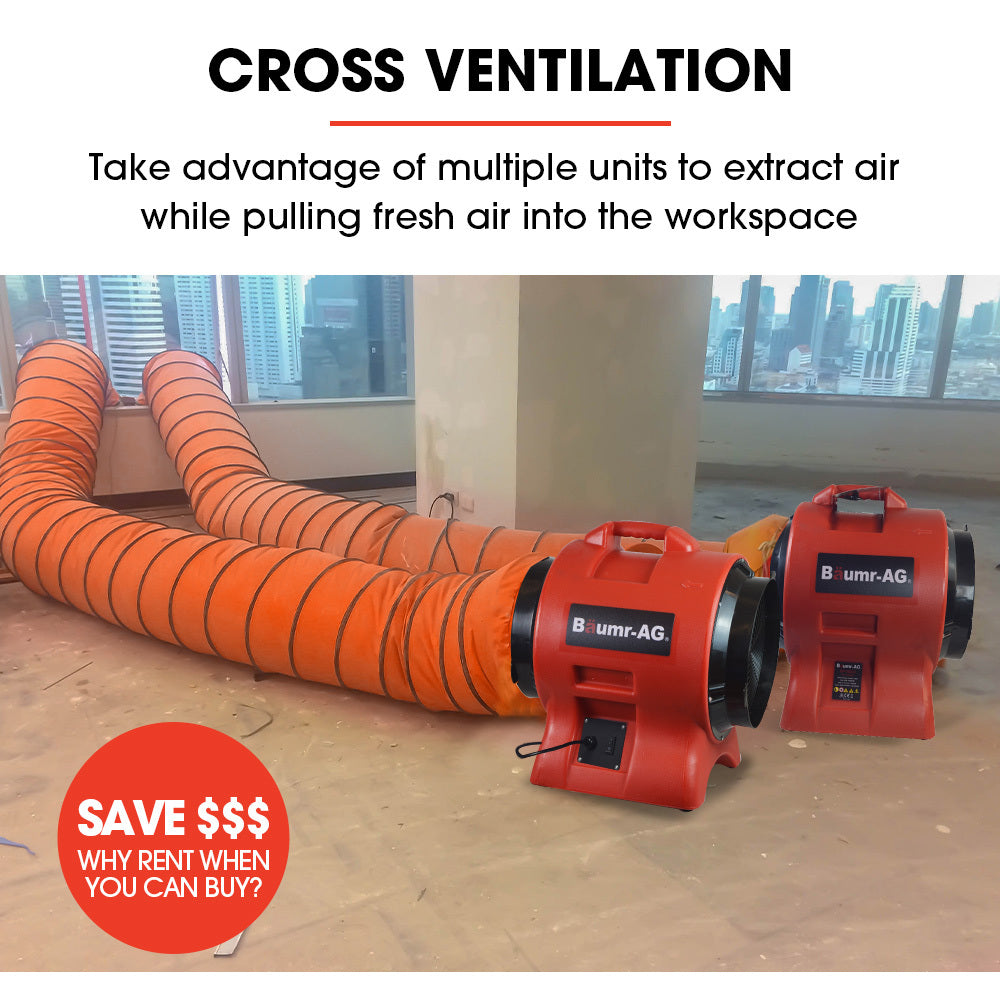 Baumr-AG 300mm (12 inch) Portable Axial Air Mover Blower Fan with 10m