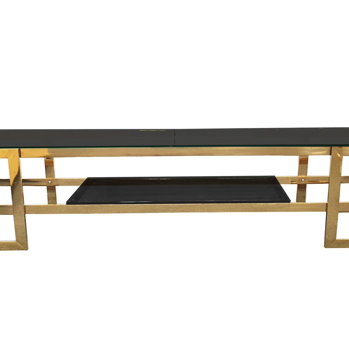 Alexa Gold TV Unit - Black Glass – Bedworld