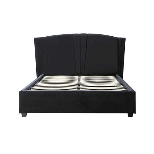 Roman Bed Frame Double Size Black Velvet Fabric with Gas Lift plywood ...