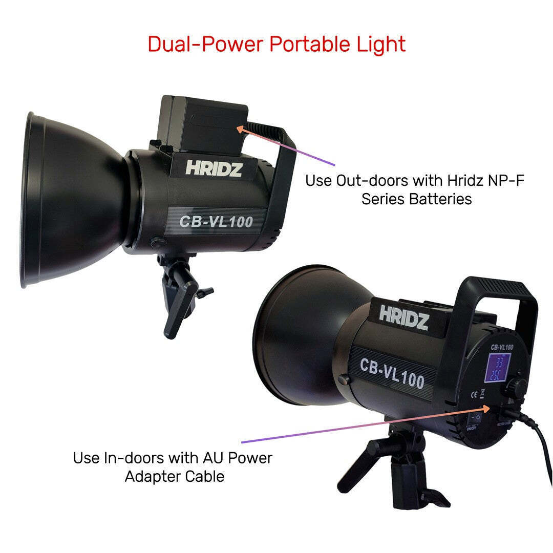 HRIDZ CB-VL100 100W Battery-Operated Bi-Colour LED Video Light Profess ...