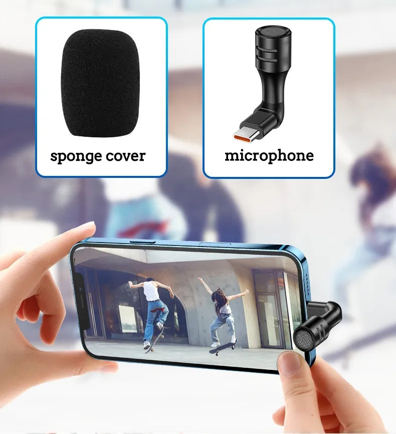 HRIDZ Portable Mini Microphone 3.5mm Stereo Type-C Flexural Bendable M