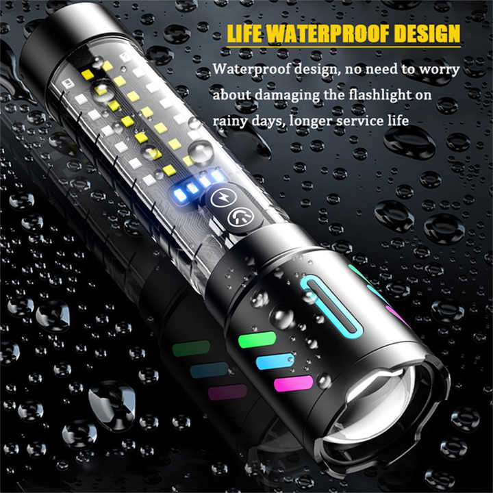 LED Rechargeable Laser Flashlight – Multifunctional Type-C Strong Ligh ...