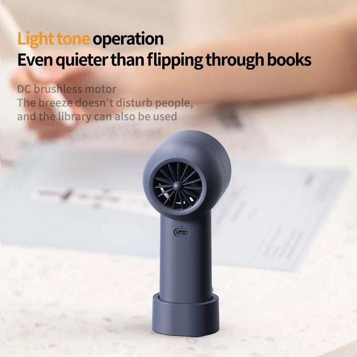 Yellow Portable Mini Bladeless Fan - Rechargeable Handheld Fan with LE ...