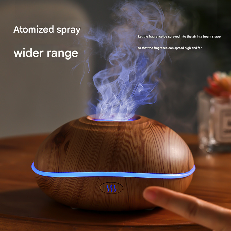 Wood grain Mini USB Aromatherapy Diffuser with Flame Projection - Port